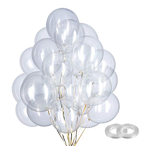 12 inch Clear Balloons Clear Latex Party Balloons Party Decorations Supplies, Pack of 36