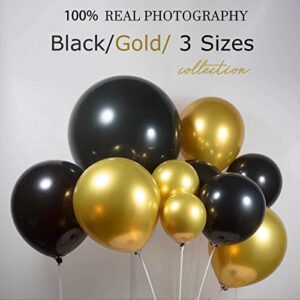 Gold and black balloons Garland Arch Kit 133PCS with Starburst foil balloons for Wedding Anniversary new years eve decorations Retirement party Men Bithday Supplies