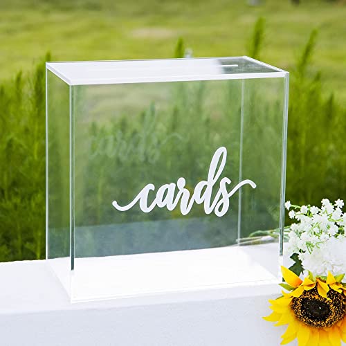 WHSLILR 10” Acrylic Card Box - Wedding Card Box for Reception, Birthday, Party, Money Box, Wishing Well, Graduation Party, Elegant Large Clear Card Box