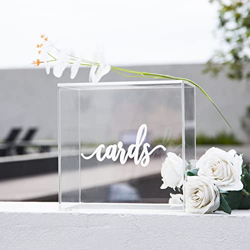 WHSLILR 10” Acrylic Card Box - Wedding Card Box for Reception, Birthday, Party, Money Box, Wishing Well, Graduation Party, Elegant Large Clear Card Box