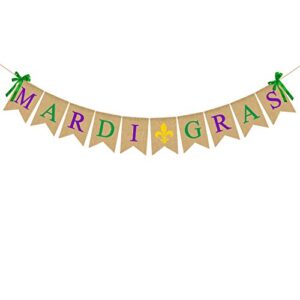 rainlemon jute burlap mardi gras banner march party mantel fireplace garland decoration supply