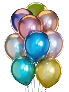 winkyboom 90 metallic balloons assorted color 12 inch 9 kinds of shiny latex for glamour party decorations and many other occasions