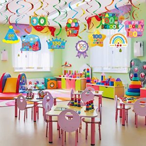 100 Days of School Hanging Swirls Happy 100 Days of Kindergarten School Foil Swirls Ceiling Hanging Decorations for Kids 30Pcs