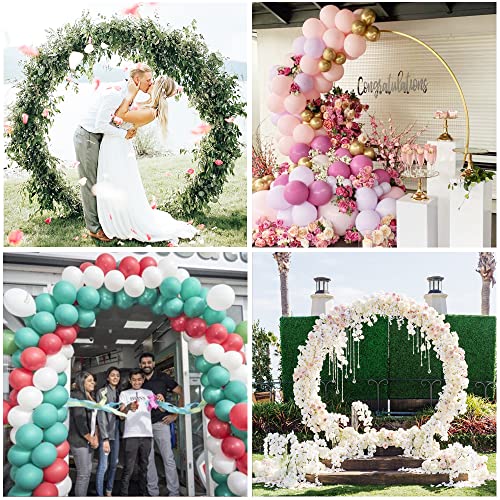 Fomcet 7.2FT Round Backdrop Stand Gold Metal Circle Balloon Wedding Arch Decoration Frame for Anniversary Ceremony Baby Shower Birthday Party Reception Photo Background Candy Tables Backdrop