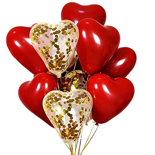 Red Heart Shaped Latex Balloons for Valentine's Day Engagement Wedding Party Decorations(12inch)