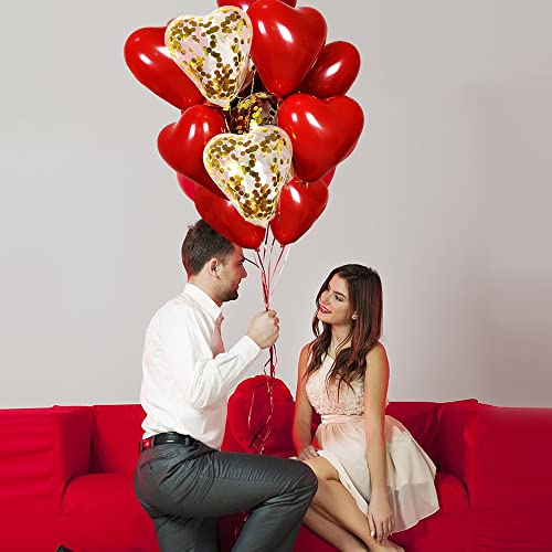 Red Heart Shaped Latex Balloons for Valentine's Day Engagement Wedding Party Decorations(12inch)