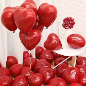 Red Heart Shaped Latex Balloons for Valentine's Day Engagement Wedding Party Decorations(12inch)