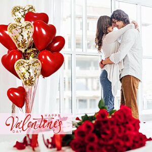 Red Heart Shaped Latex Balloons for Valentine's Day Engagement Wedding Party Decorations(12inch)