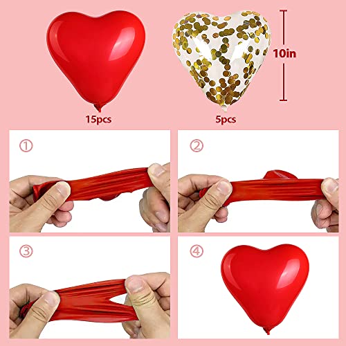 Red Heart Shaped Latex Balloons for Valentine's Day Engagement Wedding Party Decorations(12inch)