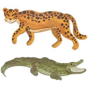 Jungle Animal Safari Paper Cutouts for Home and Party Decor (12-Count)