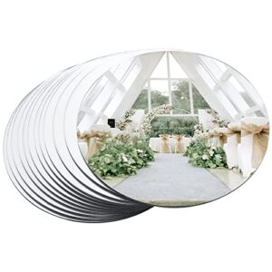 mwellewm 12 packs round mirror centerpieces for tables, mirror tray candle plate tray for candles,wedding table centerpiece decorations,party decor and crafts,20 x 20 cm