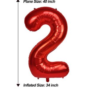 AULE 40 Inch Big Red Foil 21 Number Balloons for Women Large 21st Happy Birthday Decorations Giant Huge Helium Mylar 12 Anniversary Party Decor