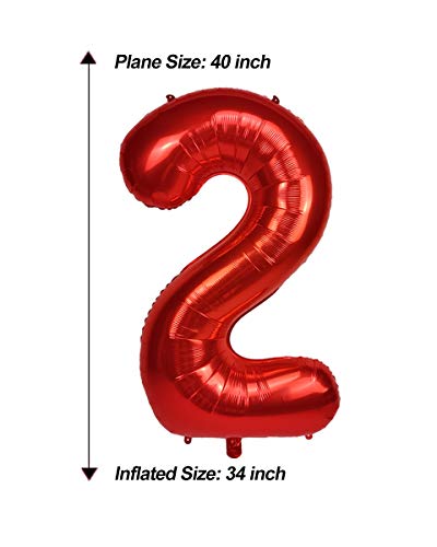 AULE 40 Inch Big Red Foil 21 Number Balloons for Women Large 21st Happy Birthday Decorations Giant Huge Helium Mylar 12 Anniversary Party Decor