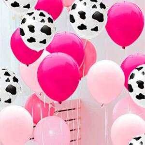 Cow Balloon Garland Arch Kit - 122PCS Cows Balloons Rose Red Pink Silver Star Balloons for Cowgirl Birthday Baby Bridal Shower Western Cow Theme Last Rodeo Bachelorette Party Decorations