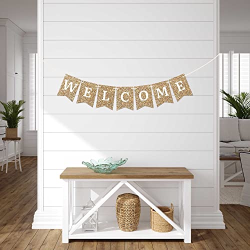 Pre-Strung Welcome Banner - NO DIY - Gold Glitter Welcome Banner - Pre-Strung on 6 ft Strand - Classroom, Office, Front Door, Baby & Bridal Showers Party Decorations & Decor. Did we mention no DIY?