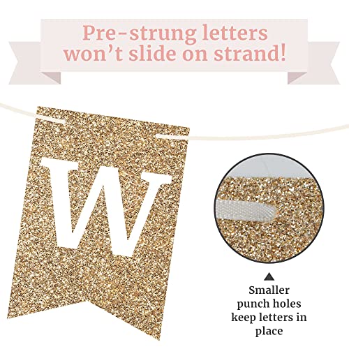 Pre-Strung Welcome Banner - NO DIY - Gold Glitter Welcome Banner - Pre-Strung on 6 ft Strand - Classroom, Office, Front Door, Baby & Bridal Showers Party Decorations & Decor. Did we mention no DIY?