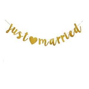 just married banner, gold wedding party sign, bachelorette/bridal shower/engagement party decors supplies