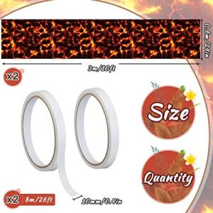 2 Pack Lava Themed Aisle Runners Halloween Lava Party Decorations Fire Volcano Track Floor Runners Hot Coals Luau Theme Birthday Party Table Cover Reusable Fun Party Supplies