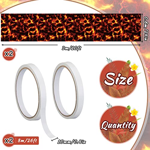 2 Pack Lava Themed Aisle Runners Halloween Lava Party Decorations Fire Volcano Track Floor Runners Hot Coals Luau Theme Birthday Party Table Cover Reusable Fun Party Supplies