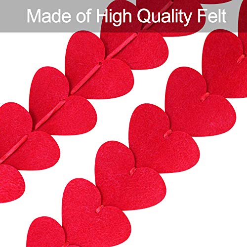 144 Red Hearts Felt Garland - NO DIY - Valentines Day Red Heart Hanging String Garland - Valentines Day Decor - Valentine Decorations - Valentines Wedding Anniversary Birthday Party Supplies