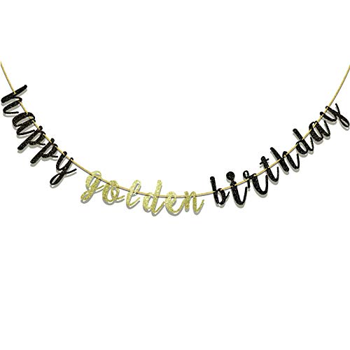 Happy Golden Birthday Banner,1st birthday, 21st , 24th, 25th, 28th, 30th,50th Birthday,Golden Birthday Party Decor(Gold& Black)