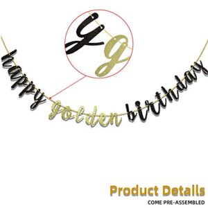 Happy Golden Birthday Banner,1st birthday, 21st , 24th, 25th, 28th, 30th,50th Birthday,Golden Birthday Party Decor(Gold& Black)