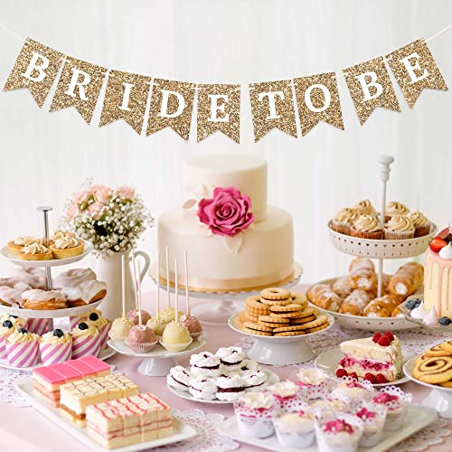 Pre-Strung Bride To Be Banner - NO DIY - Gold Glitter Bachelorette Bridal Party Banner - Pre-Strung Garland on 8 ft Strand - Gold Bachelorette Bridal Party Decorations & Decor. Did we mention no DIY?