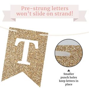 Pre-Strung Bride To Be Banner - NO DIY - Gold Glitter Bachelorette Bridal Party Banner - Pre-Strung Garland on 8 ft Strand - Gold Bachelorette Bridal Party Decorations & Decor. Did we mention no DIY?