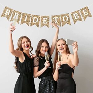 Pre-Strung Bride To Be Banner - NO DIY - Gold Glitter Bachelorette Bridal Party Banner - Pre-Strung Garland on 8 ft Strand - Gold Bachelorette Bridal Party Decorations & Decor. Did we mention no DIY?