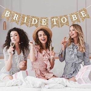 Pre-Strung Bride To Be Banner - NO DIY - Gold Glitter Bachelorette Bridal Party Banner - Pre-Strung Garland on 8 ft Strand - Gold Bachelorette Bridal Party Decorations & Decor. Did we mention no DIY?