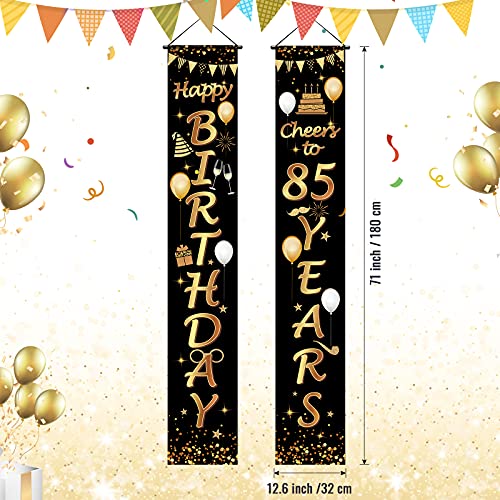 2 Pieces 85th Birthday Party Decorations Cheers to 85 Years Banner Porch Sign Door Hanging Banner 85th Party Decorations Welcome Porch Sign for 85 Years Birthday Supplies, 71 x 12 Inches