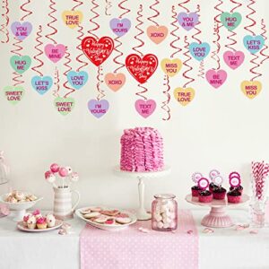 Valentine's Day Hanging Decorations - 36 PCS Valentine's Day Candy Hearts Swirl Ceiling Hanging Decoration - Conversation Hearts Decorations for Valentines Party