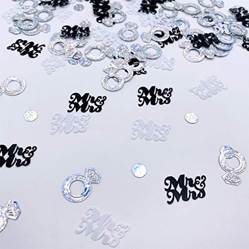 Wedding Party Table Confetti– 1.5 OZ | Mr and Mrs Diamond Ring Confetti for Wedding Shower Engagement Party Decorations I Wedding Cake Table Decor Supplies