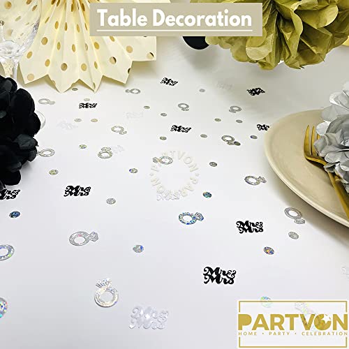 Wedding Party Table Confetti– 1.5 OZ | Mr and Mrs Diamond Ring Confetti for Wedding Shower Engagement Party Decorations I Wedding Cake Table Decor Supplies