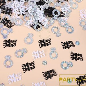 Wedding Party Table Confetti– 1.5 OZ | Mr and Mrs Diamond Ring Confetti for Wedding Shower Engagement Party Decorations I Wedding Cake Table Decor Supplies