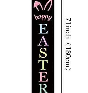 GAGEC Happy Easter Banner He is Risen Religious Cross Christian Bunny Egg 2 Pieces Door Banner Decoration Home Outdoor Indoor Porch Sign Holiday Decor 71 x 12 Inch