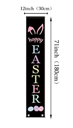 GAGEC Happy Easter Banner He is Risen Religious Cross Christian Bunny Egg 2 Pieces Door Banner Decoration Home Outdoor Indoor Porch Sign Holiday Decor 71 x 12 Inch