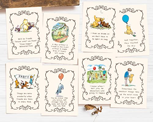 Classic Winnie Wall Decor Pooh Quotes Prints Pattern B, 5x7 Inch Adorable For Baby Shower Decorations Birthday Favors Centerpiece For Tables