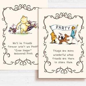 Classic Winnie Wall Decor Pooh Quotes Prints Pattern B, 5x7 Inch Adorable For Baby Shower Decorations Birthday Favors Centerpiece For Tables