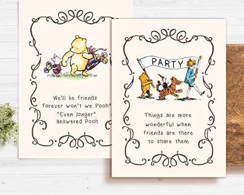 Classic Winnie Wall Decor Pooh Quotes Prints Pattern B, 5x7 Inch Adorable For Baby Shower Decorations Birthday Favors Centerpiece For Tables