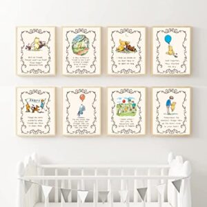 Classic Winnie Wall Decor Pooh Quotes Prints Pattern B, 5x7 Inch Adorable For Baby Shower Decorations Birthday Favors Centerpiece For Tables