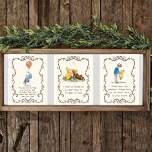 Classic Winnie Wall Decor Pooh Quotes Prints Pattern B, 5x7 Inch Adorable For Baby Shower Decorations Birthday Favors Centerpiece For Tables