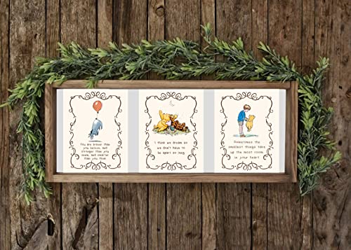 Classic Winnie Wall Decor Pooh Quotes Prints Pattern B, 5x7 Inch Adorable For Baby Shower Decorations Birthday Favors Centerpiece For Tables