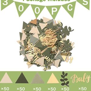 300 Pcs Greenery Baby Shower Decorations Baby Shower Confetti for Tables Sage Green Table Scatter Confetti with Eucalyptus for Wedding Birthday Baby Shower Gender Reveal Party Supplies（Green）