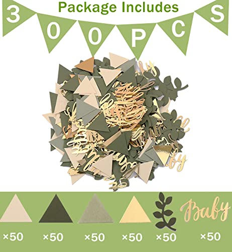 300 Pcs Greenery Baby Shower Decorations Baby Shower Confetti for Tables Sage Green Table Scatter Confetti with Eucalyptus for Wedding Birthday Baby Shower Gender Reveal Party Supplies（Green）