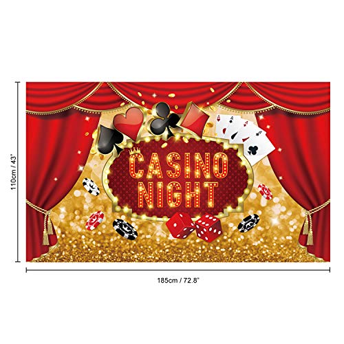 Casino Night Theme Party Decorations Backdrop Las Vegas Gold Glitter Banner Bokeh Photo Background Large Size Casino Birthday Party Supplies Decor