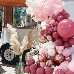 124PCS Rose and Pink Balloon Garland Kit, Dusty Rose Pink Balloons White Balloon Metallic Rose Gold Confetti Balloon for Wedding Bridal Shower Baby Shower Party Decoration