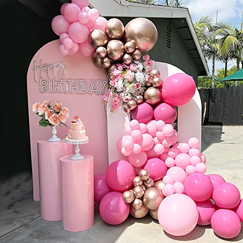 124PCS Rose and Pink Balloon Garland Kit, Dusty Rose Pink Balloons White Balloon Metallic Rose Gold Confetti Balloon for Wedding Bridal Shower Baby Shower Party Decoration