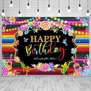 mexican birthday party decorations-fiesta theme happy birthday backdrop cinco de mayo vinyl background banner mexican party supplies