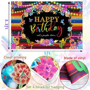 Mexican Birthday Party Decorations-Fiesta Theme Happy Birthday Backdrop Cinco De Mayo Vinyl Background Banner Mexican Party Supplies